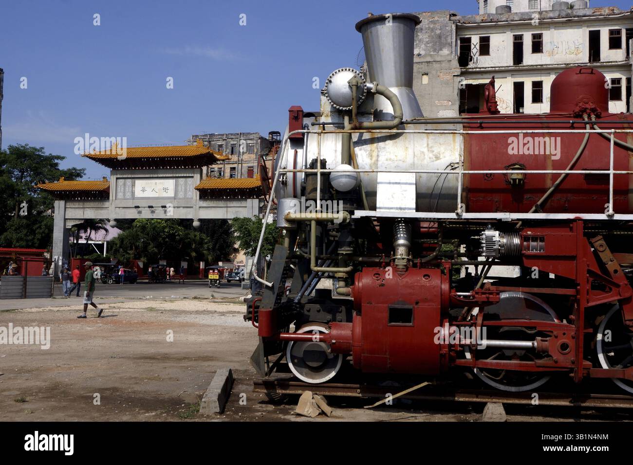 Steam locomotive, Chinatown, Havana, Cuba, Central America Stock Photo ...