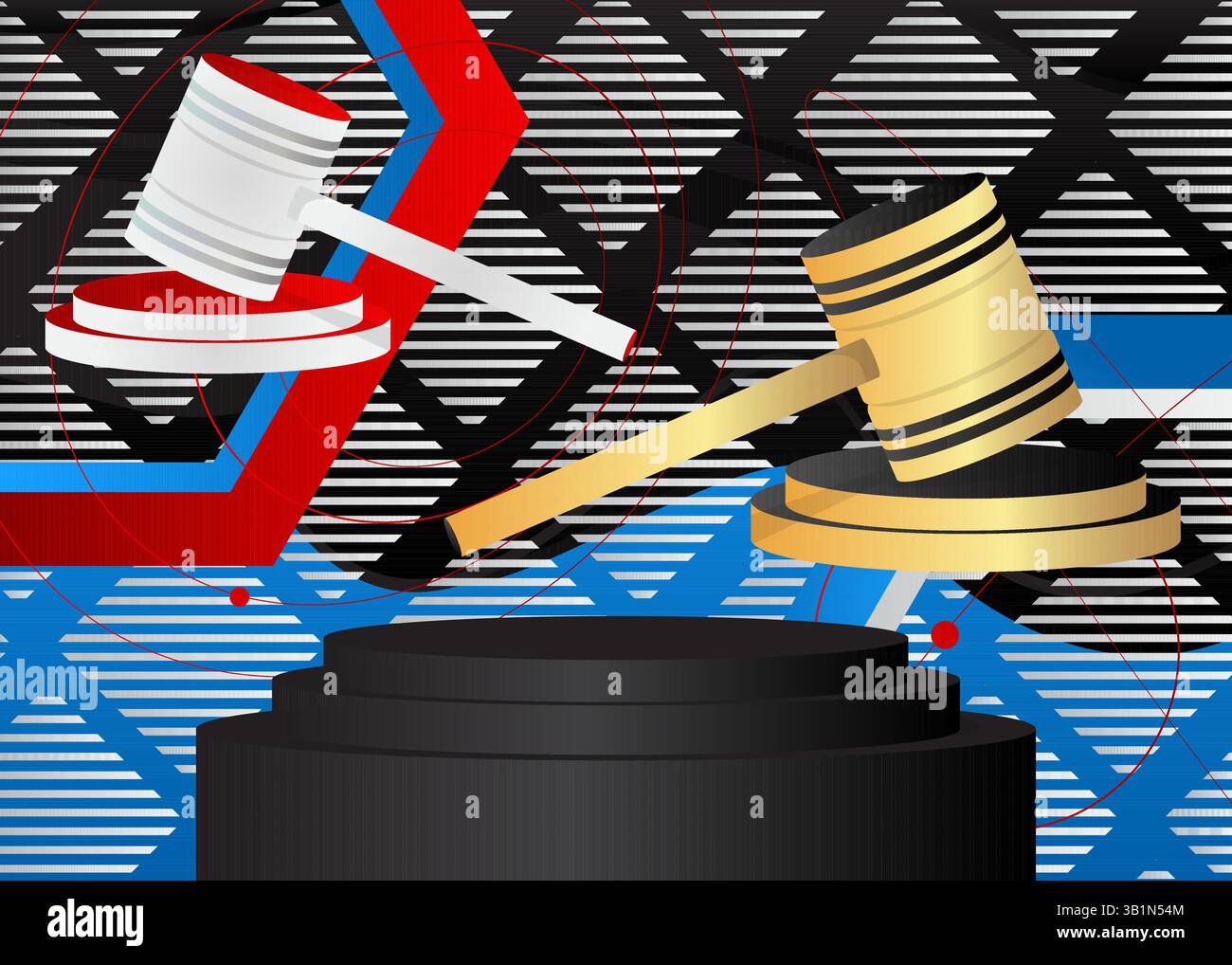 Mockup product display with Gavel. Vector cylinder pedestal podium ...