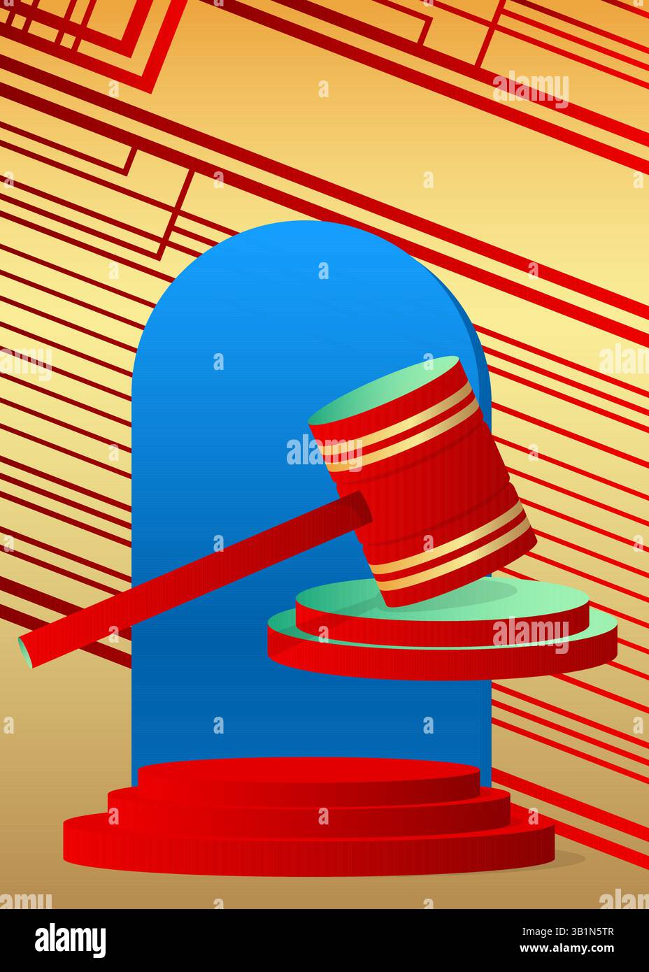 Mockup product display with Gavel. Vector cylinder pedestal podium ...
