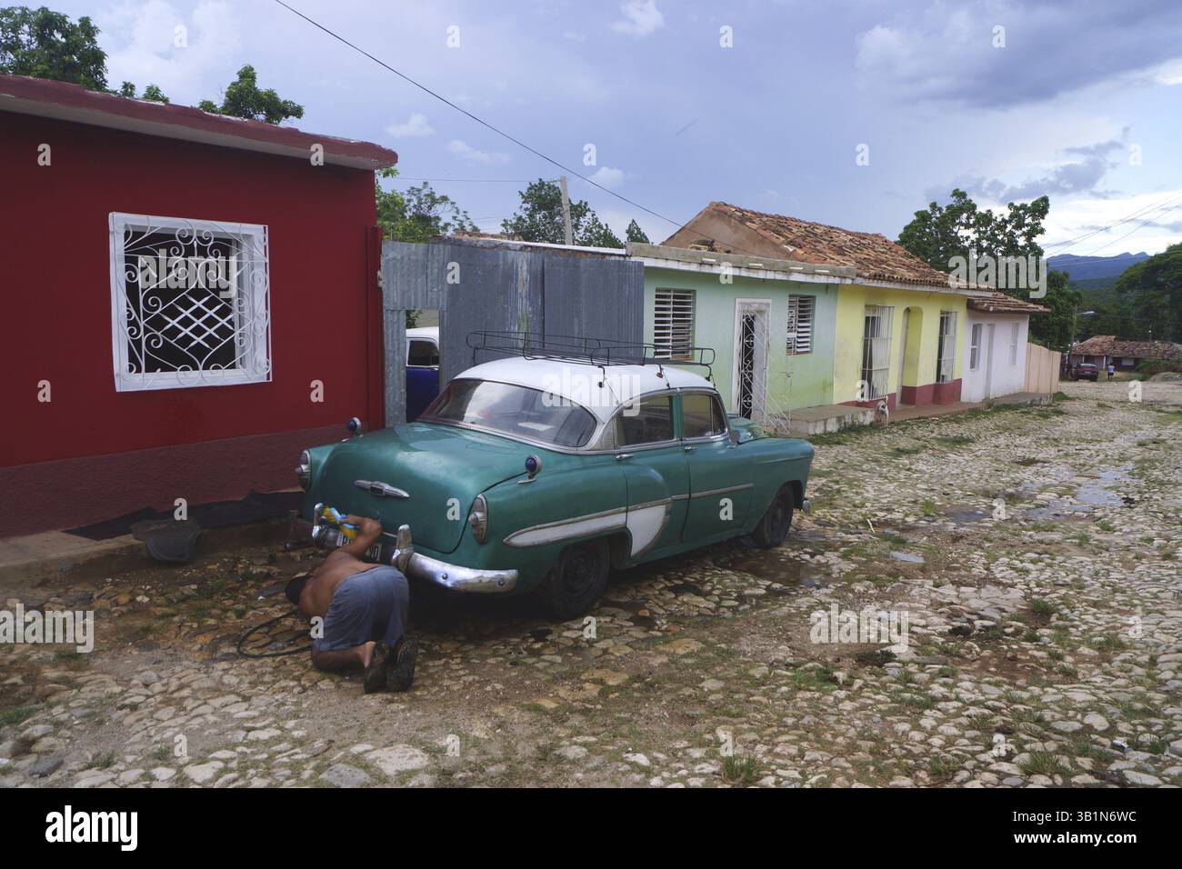 The Cuban classic car owner is himself Stock Photo - Alamy