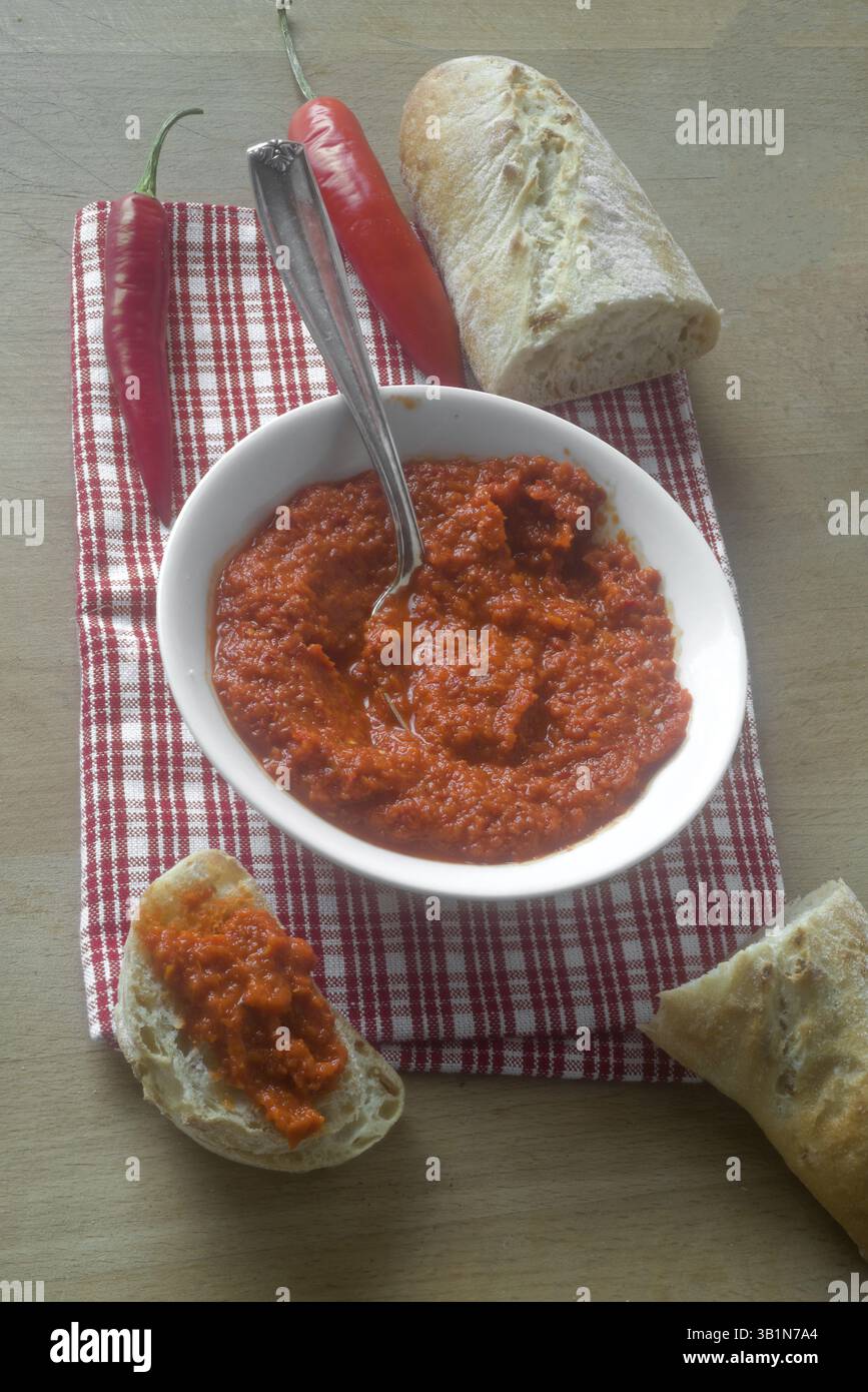 Ajvar vegetable paste as a spread Stock Photo - Alamy