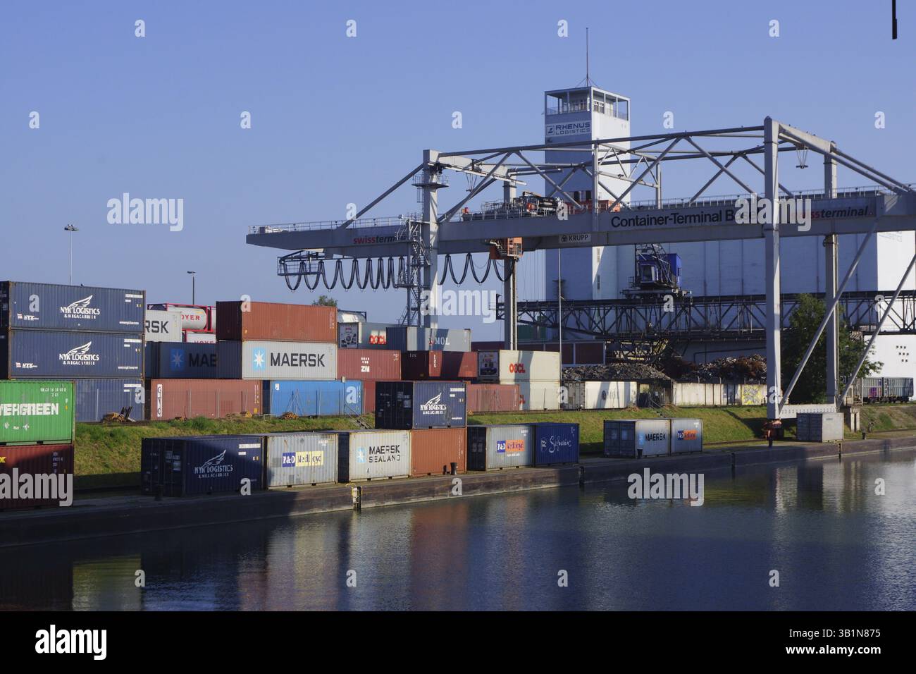Container port, basel, switzerland Stock Photo - Alamy