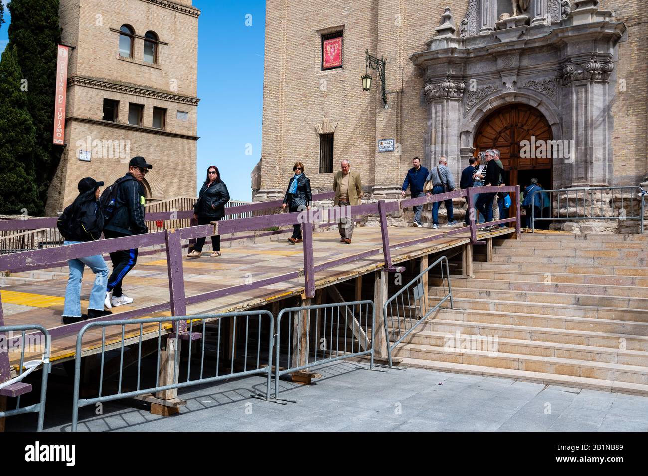 adapted entrance with a wooden ramp for disabled or elderly people, San ...