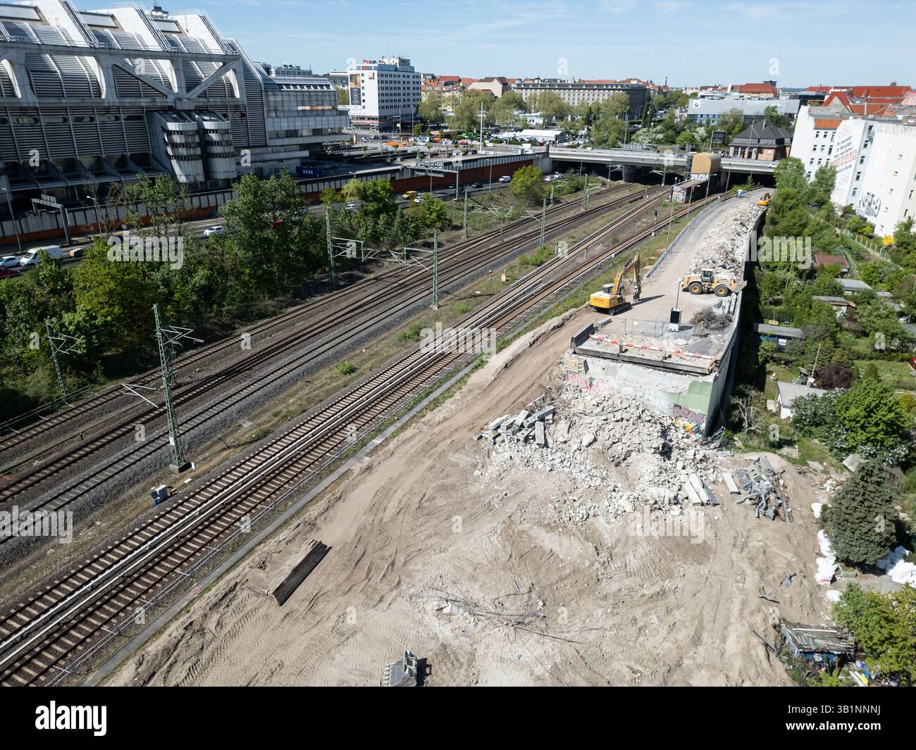 Berlin, Germany. 25th Apr, 2025. Aerial view of the demolished Ringbahn ...