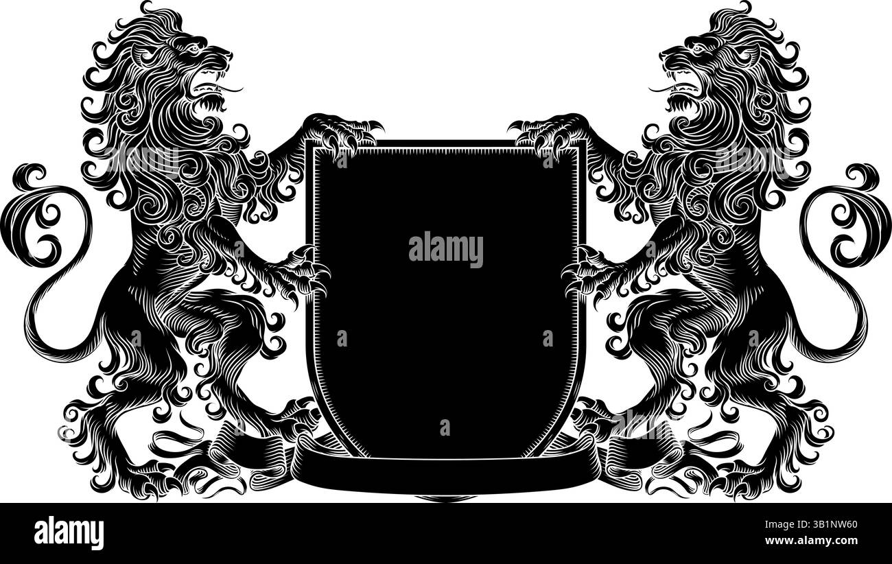 Heraldry Crest Lion Coat Of Arms Heraldic Shield Stock Vector Image ...