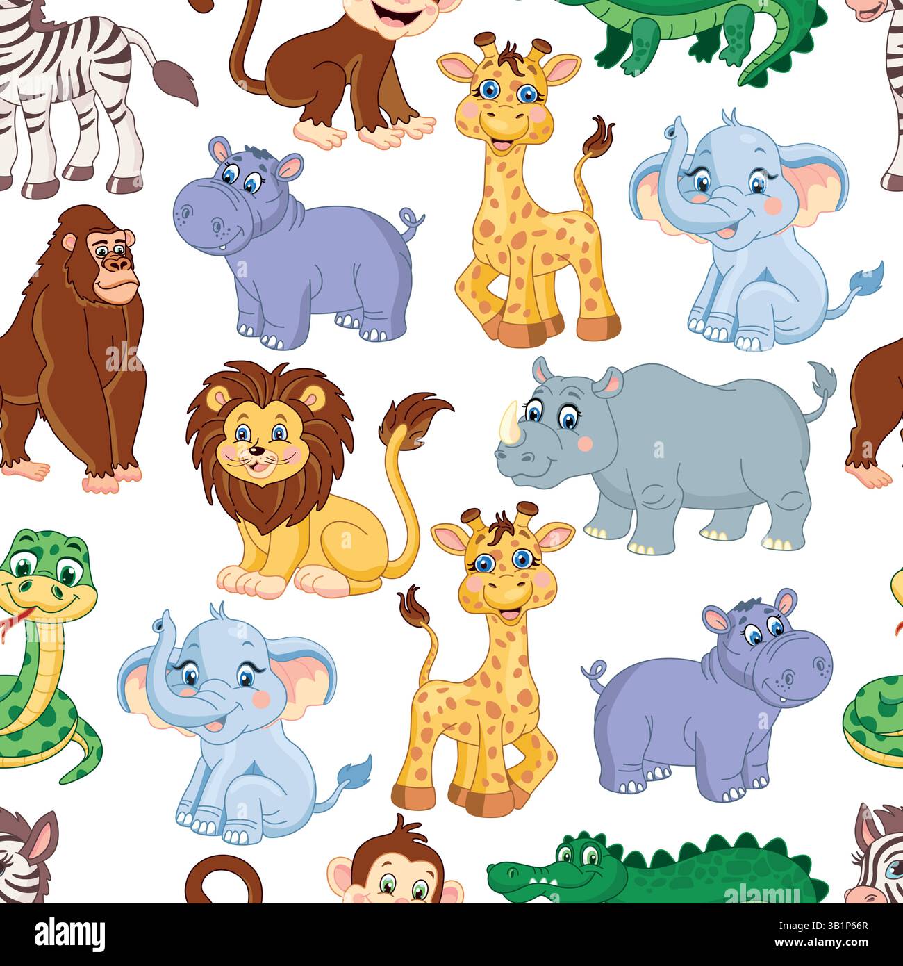 Seamless bright pattern with african animals. lion, elephant, giraffe ...
