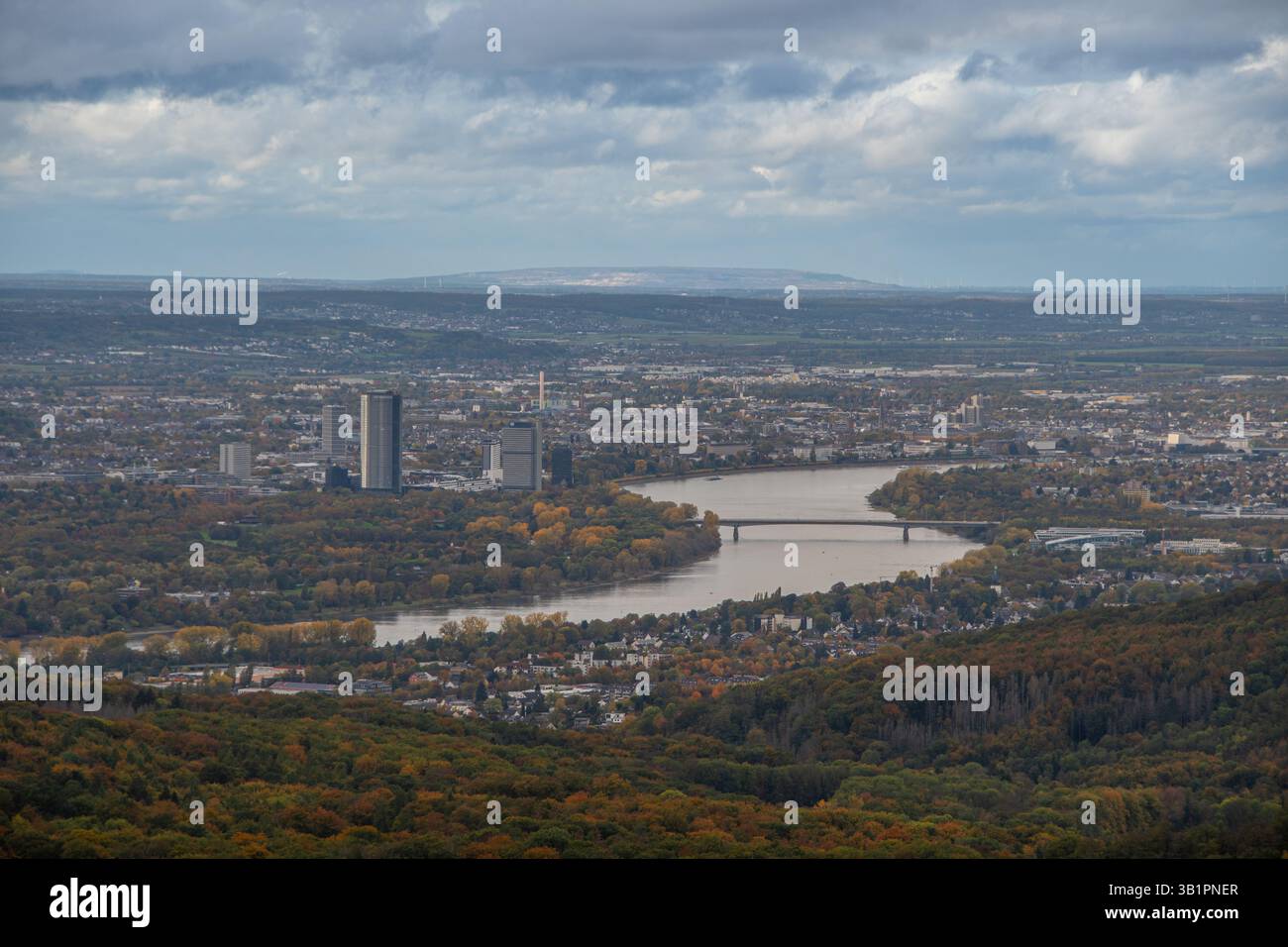 The view from the "Großer Ölberg" mountain to the Rhine and the city of ...