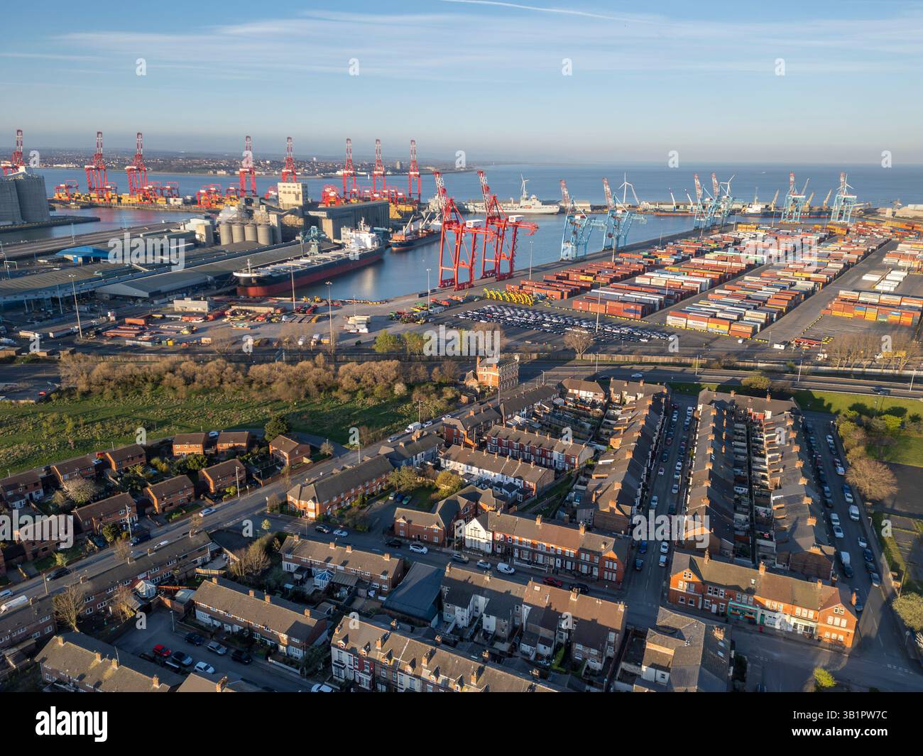 LIVERPOOL, MERSEYSIDE, ENGLAND - APRIL 06, 2025:Housing near Liverpool ...