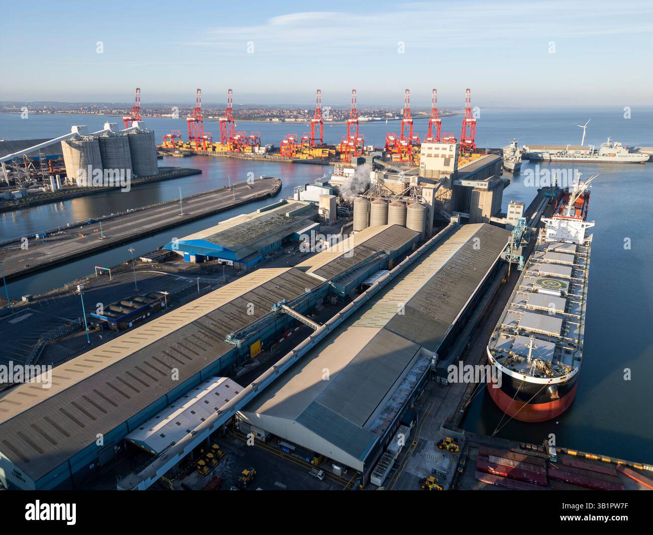 LIVERPOOL, MERSEYSIDE, ENGLAND - APRIL 06, 2025: Cargo ship docked at ...