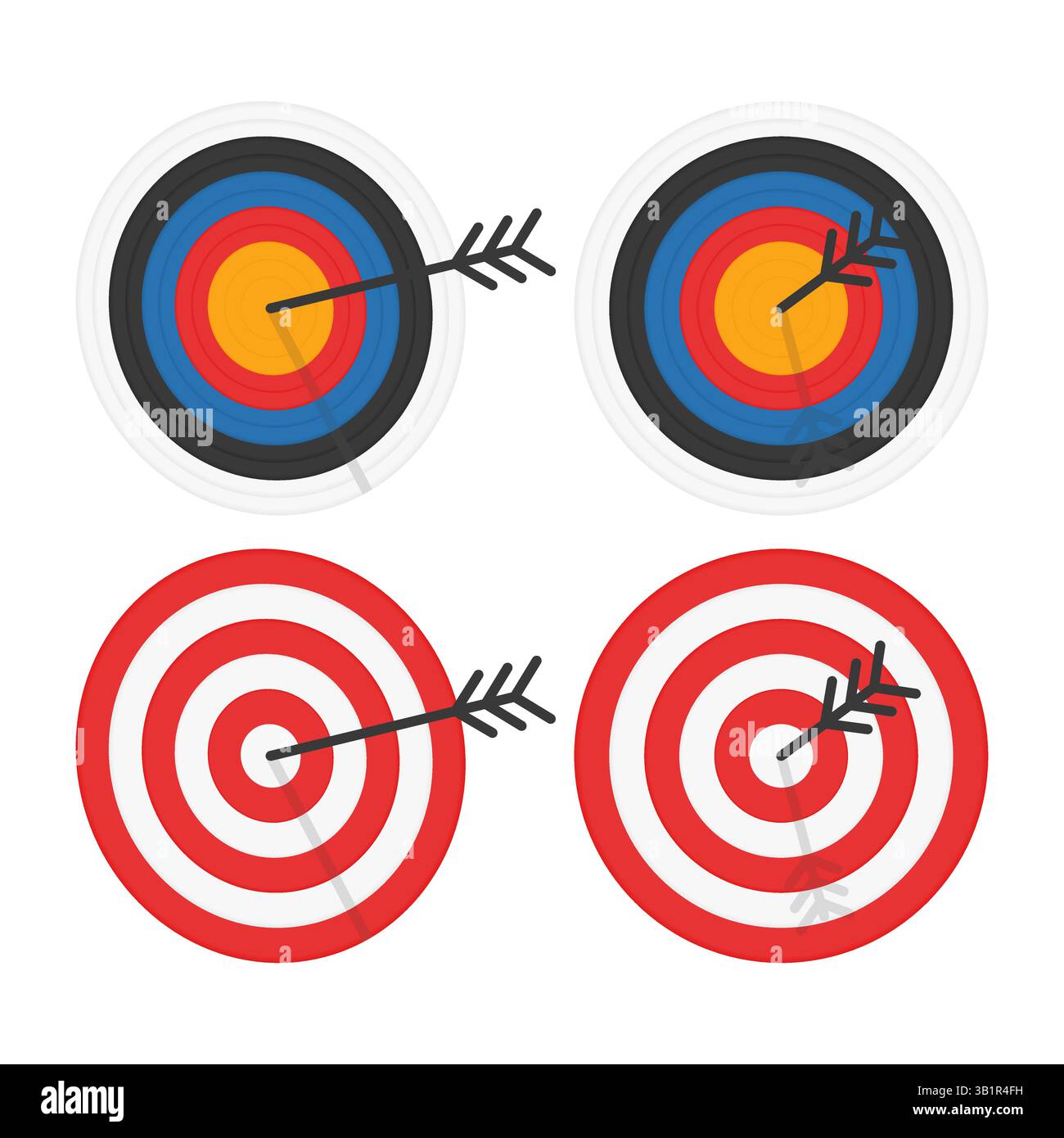 Archery Target with Arrows Vector. Arrow Right Piercing in the Center ...