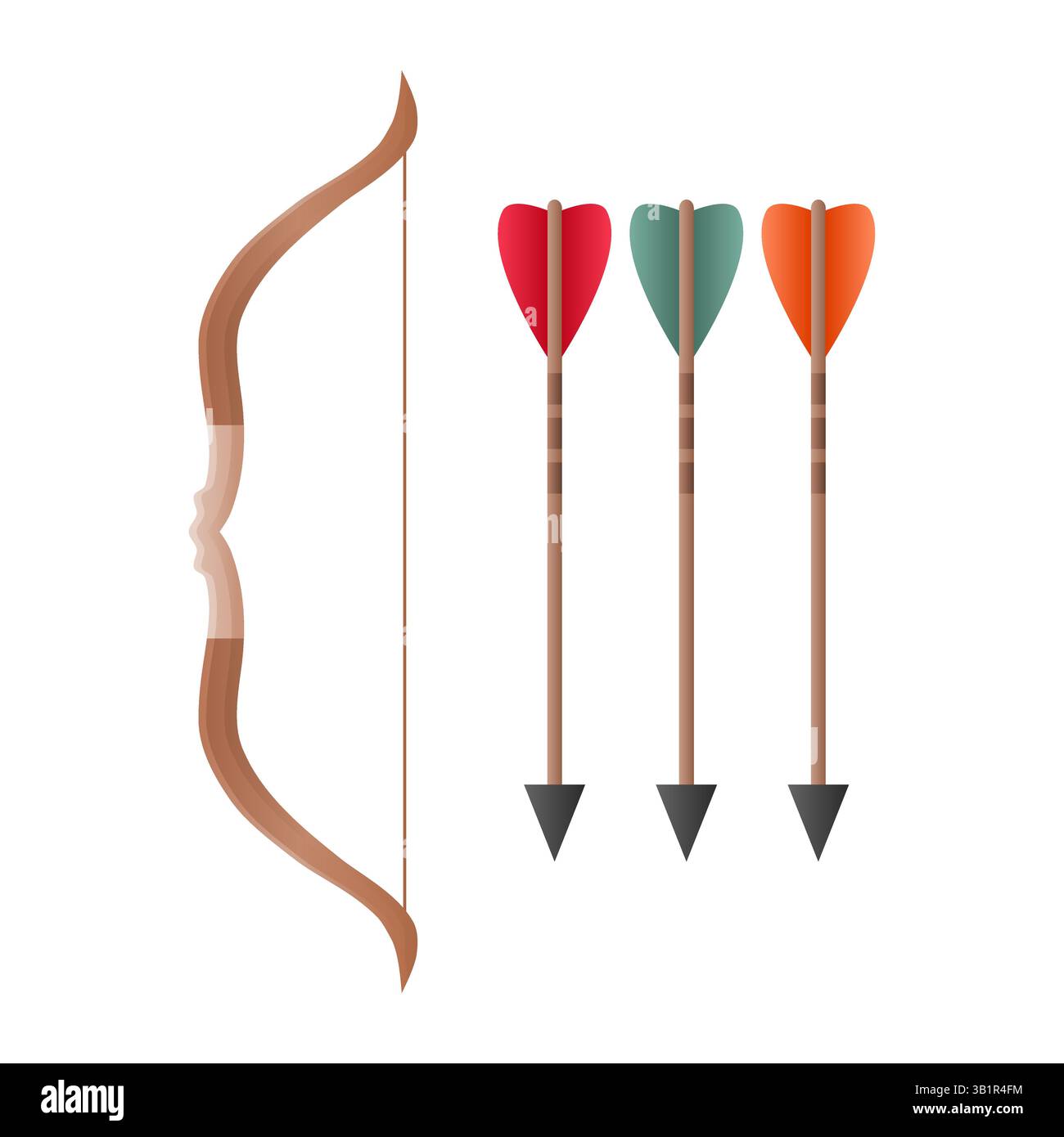 Wooden Bow and Arrow Vector on White Background. Archery Tools. Hunting ...