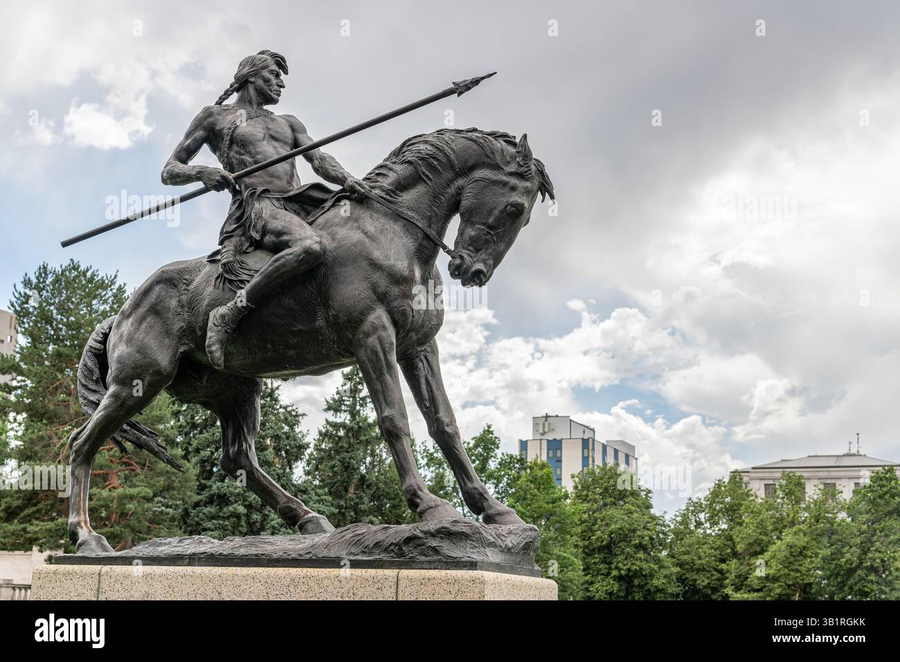 On the War Path bronze statue in Civic Center Park, Denver, Colorado ...