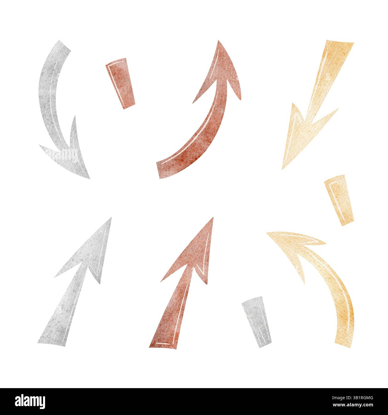 Set of watercolor cursor, arrow, pointer, infographics, symbols. Hand ...