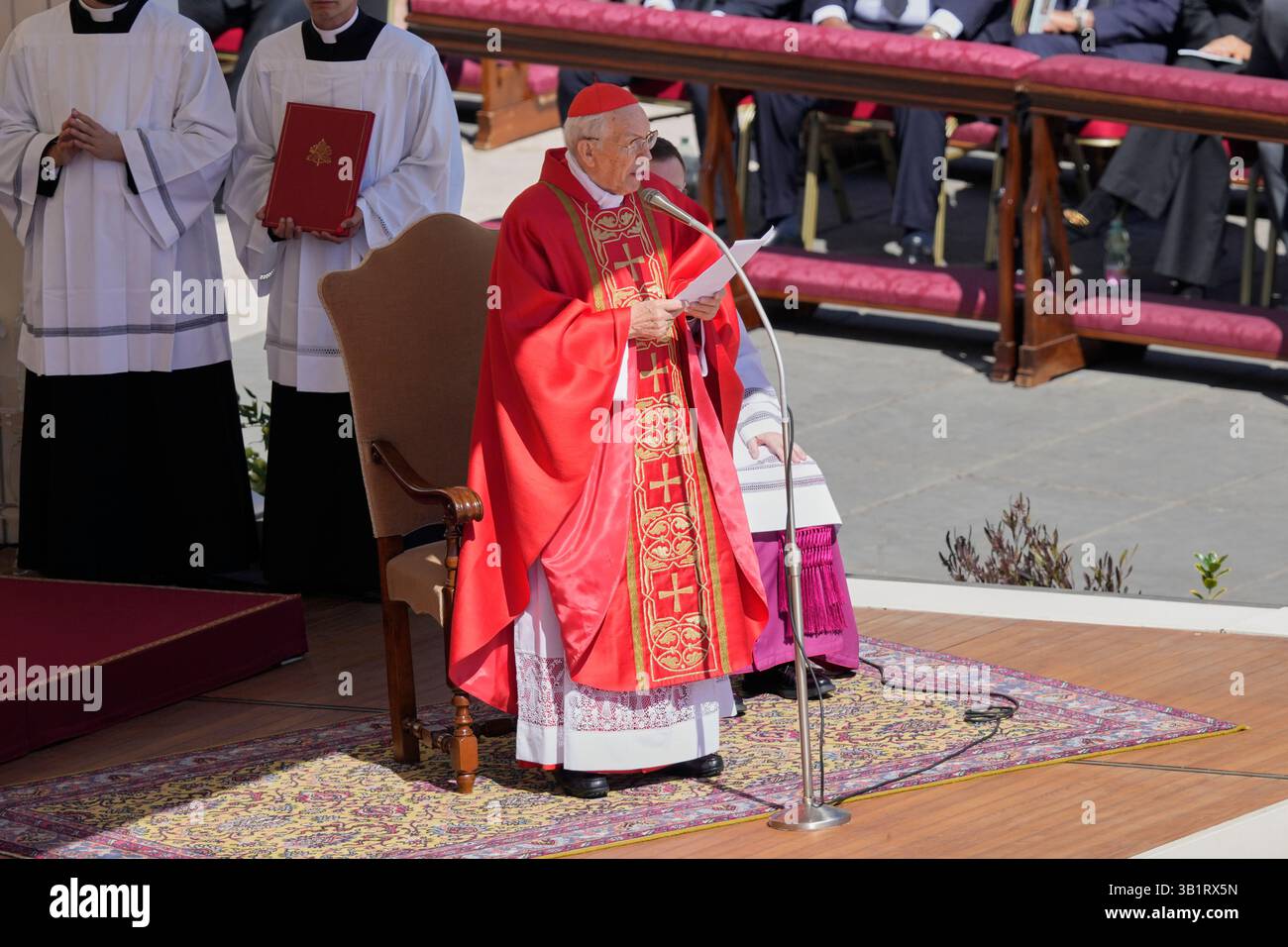 Dean of the College of Cardinals Giovanni Battista Re presides over the ...