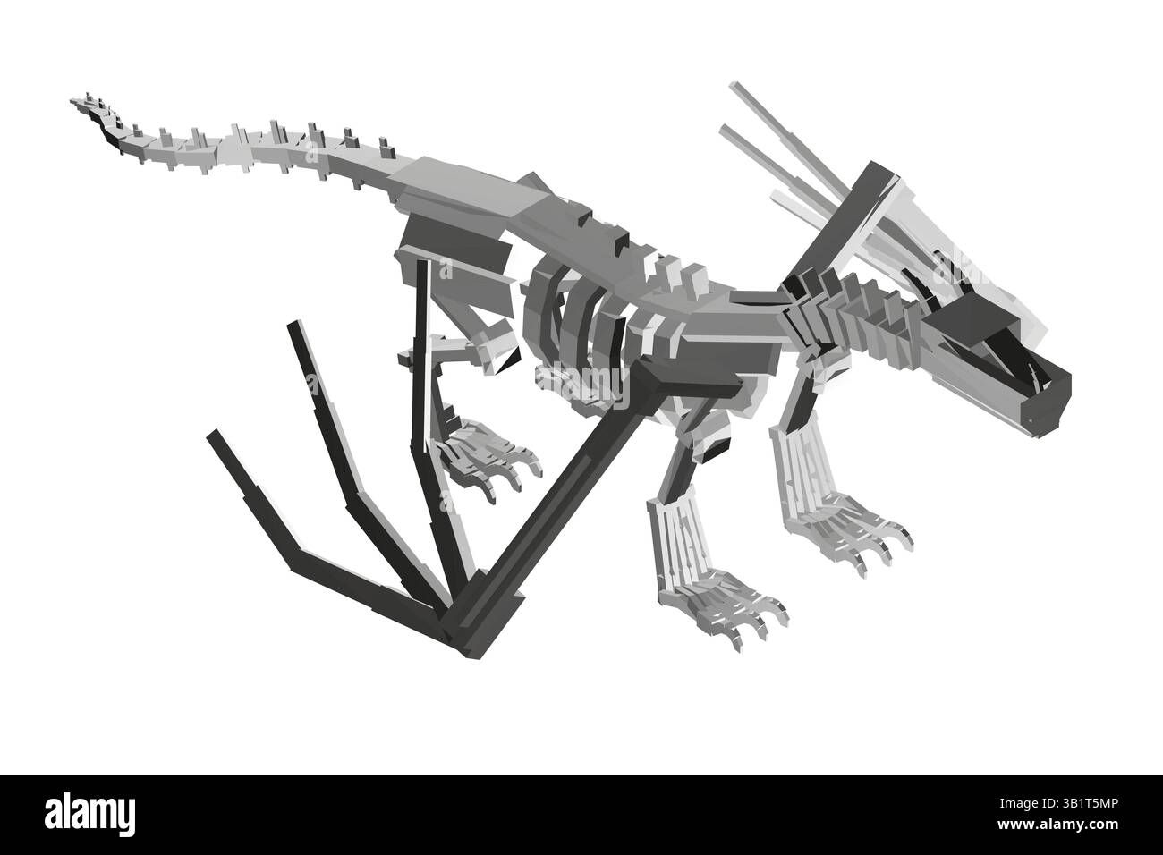 A skeleton dragon is flying in the air. The dragon is depicted in a ...