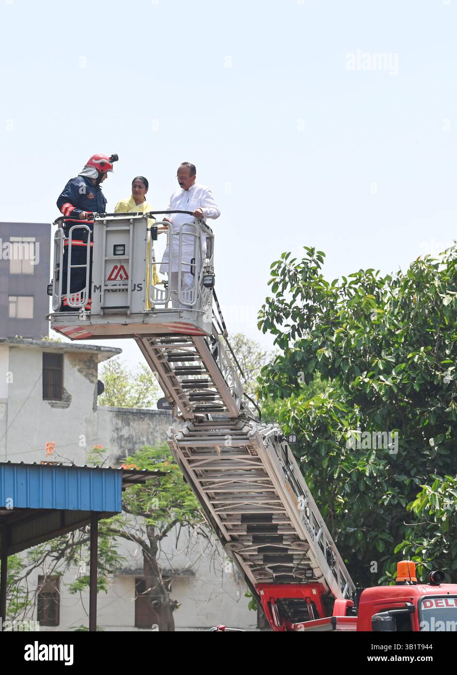 NEW DELHI, INDIA - APRIL 25: Delhi Chief Minister Rekha Gupta alongwith Minister Ashish Sood ...