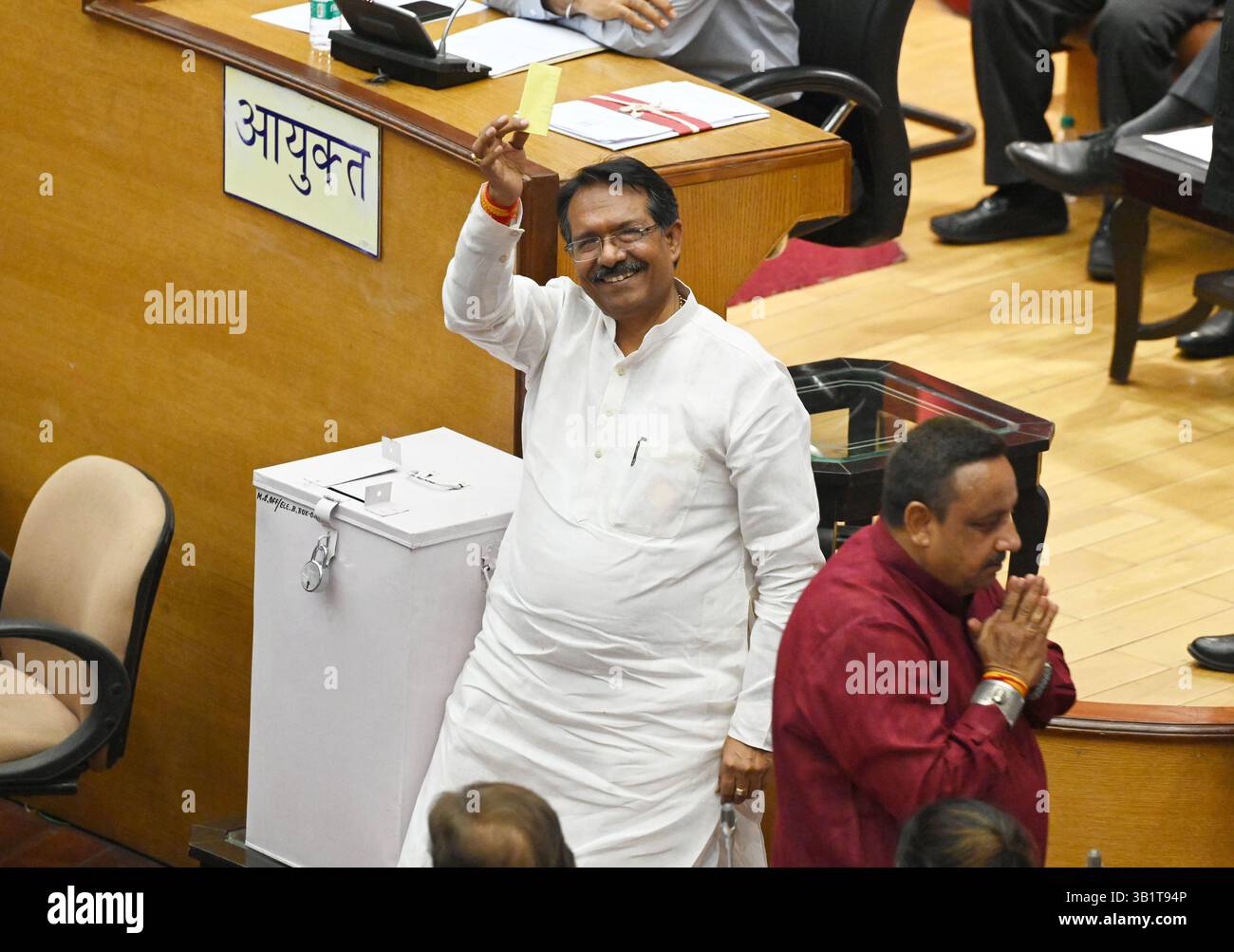 NEW DELHI, INDIA - APRIL 25: BJP MP Harsh Malhotra during voting for ...
