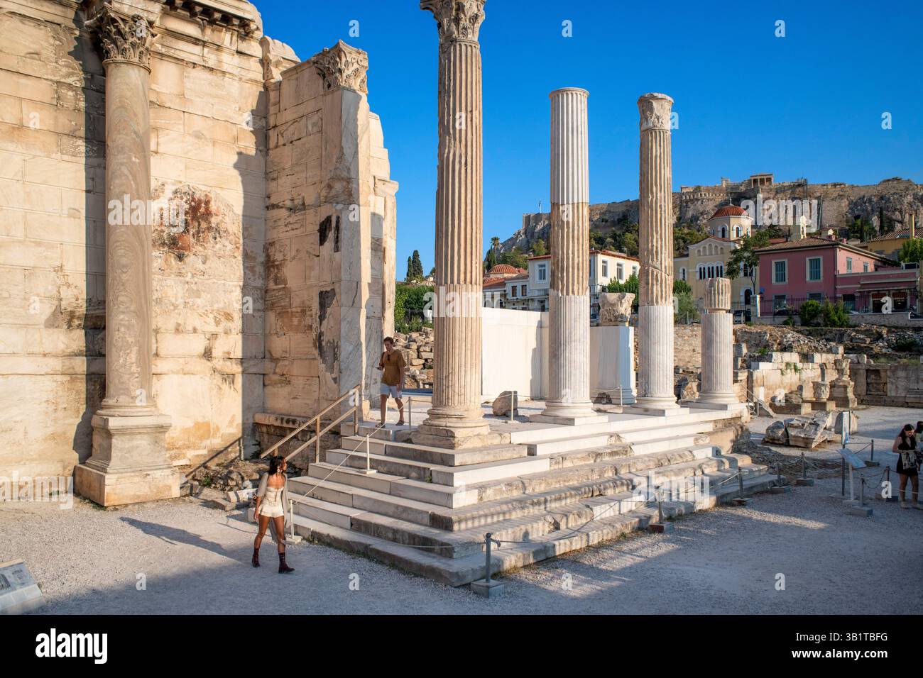 West wall of Hadrian's Library, Athens, Greece. Hadrian's Library was a monumental building ...