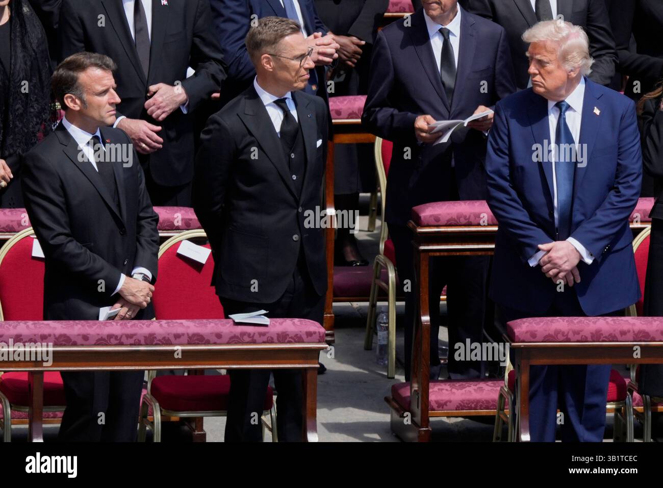 President Donald Trump, right, French President Emmanuel Macron, left ...