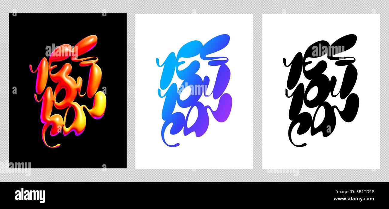 Motivational Phrase, Yes You Can lettering in glossy, gradient and ...