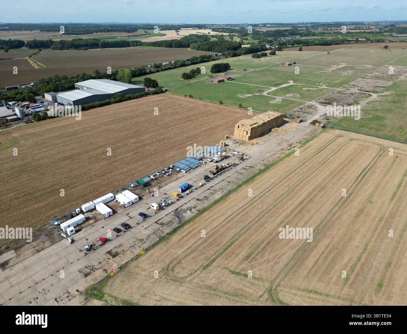 Aerial view of WW2 military airfield watch office, Aerodrome control ...