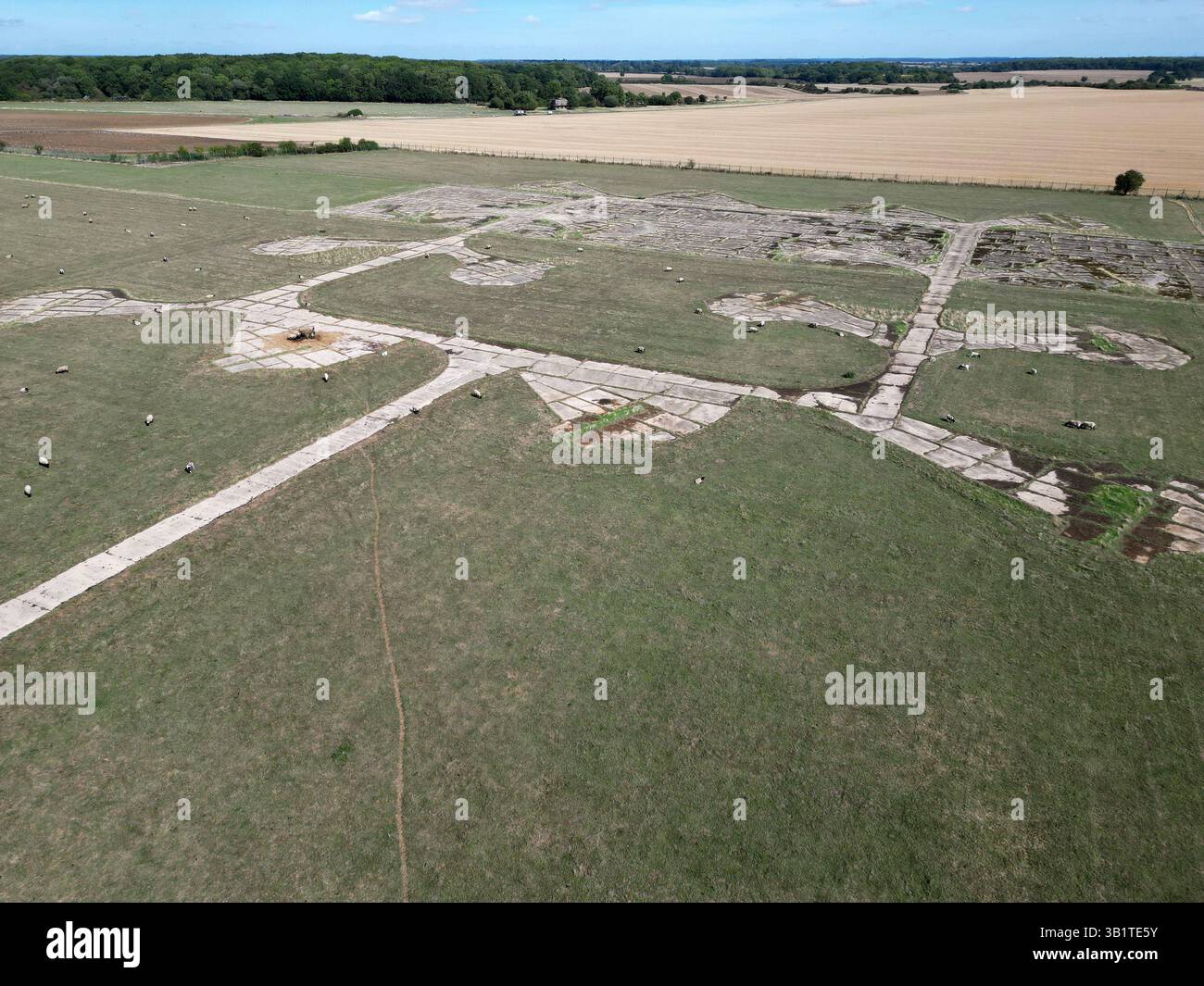 Aerial view of Cold War Bloodhound missile site at Forma RAF Woolfox ...