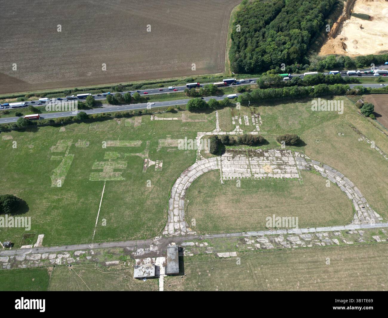 Aerial view of WW2 RAF Aerodrome. Forma RAF Woolfox Lodge. Military ...