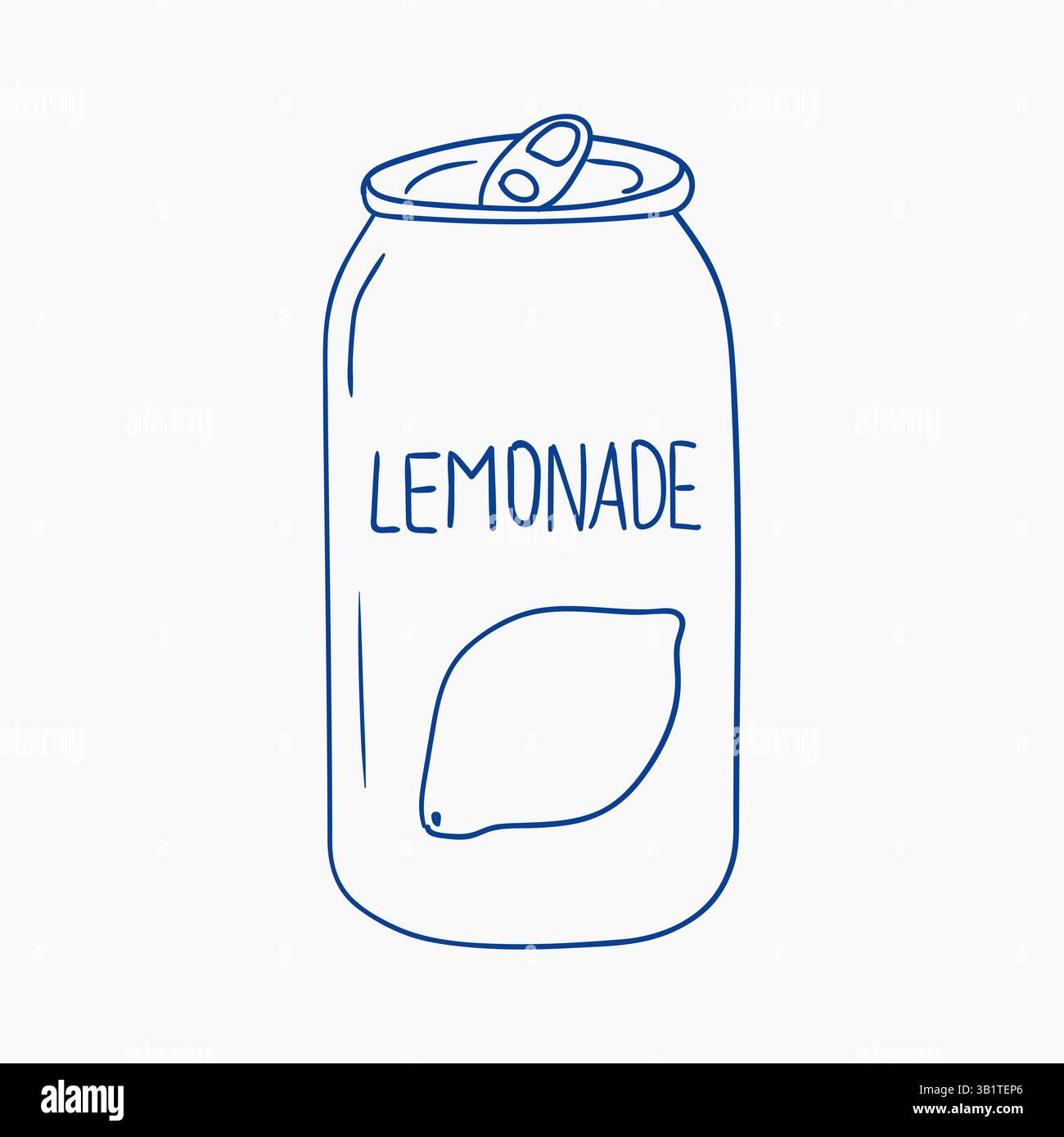 A can of lemonade is displayed with a minimalistic outline design ...