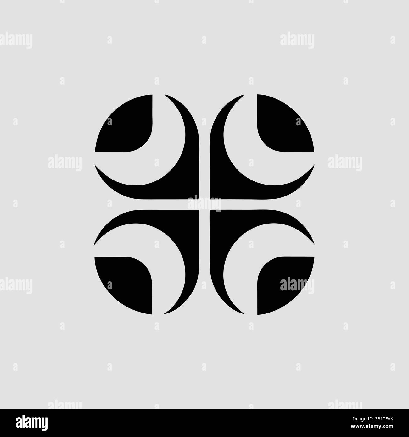 Geometric design featuring four curved shapes arranged symmetrically ...