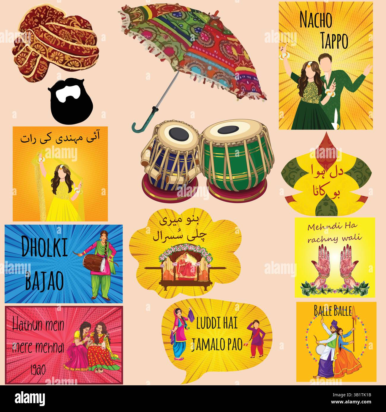 Wedding decorative elements Vector. Traditional wedding decorative ...