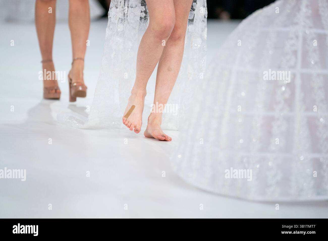 A model walks wearing a creation by Isabell Kristensen during a show ...
