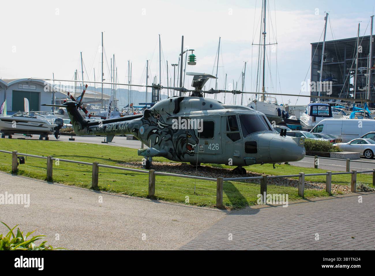 Royal Navy Helicopter on display at Weymouth Marine UK Stock Photo - Alamy
