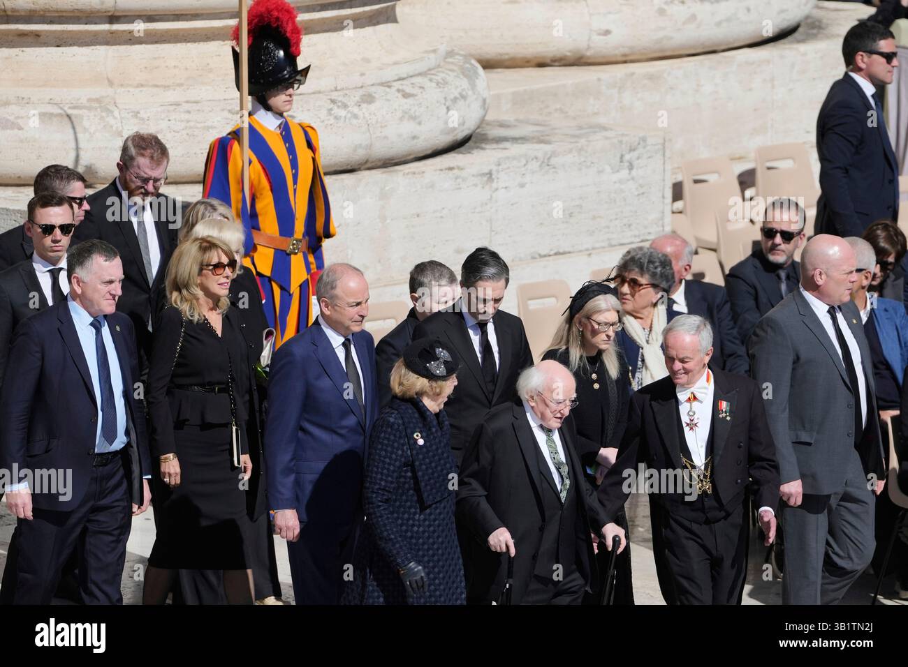 Ireland's President Michael Higgins, center, arrives for the funeral of ...