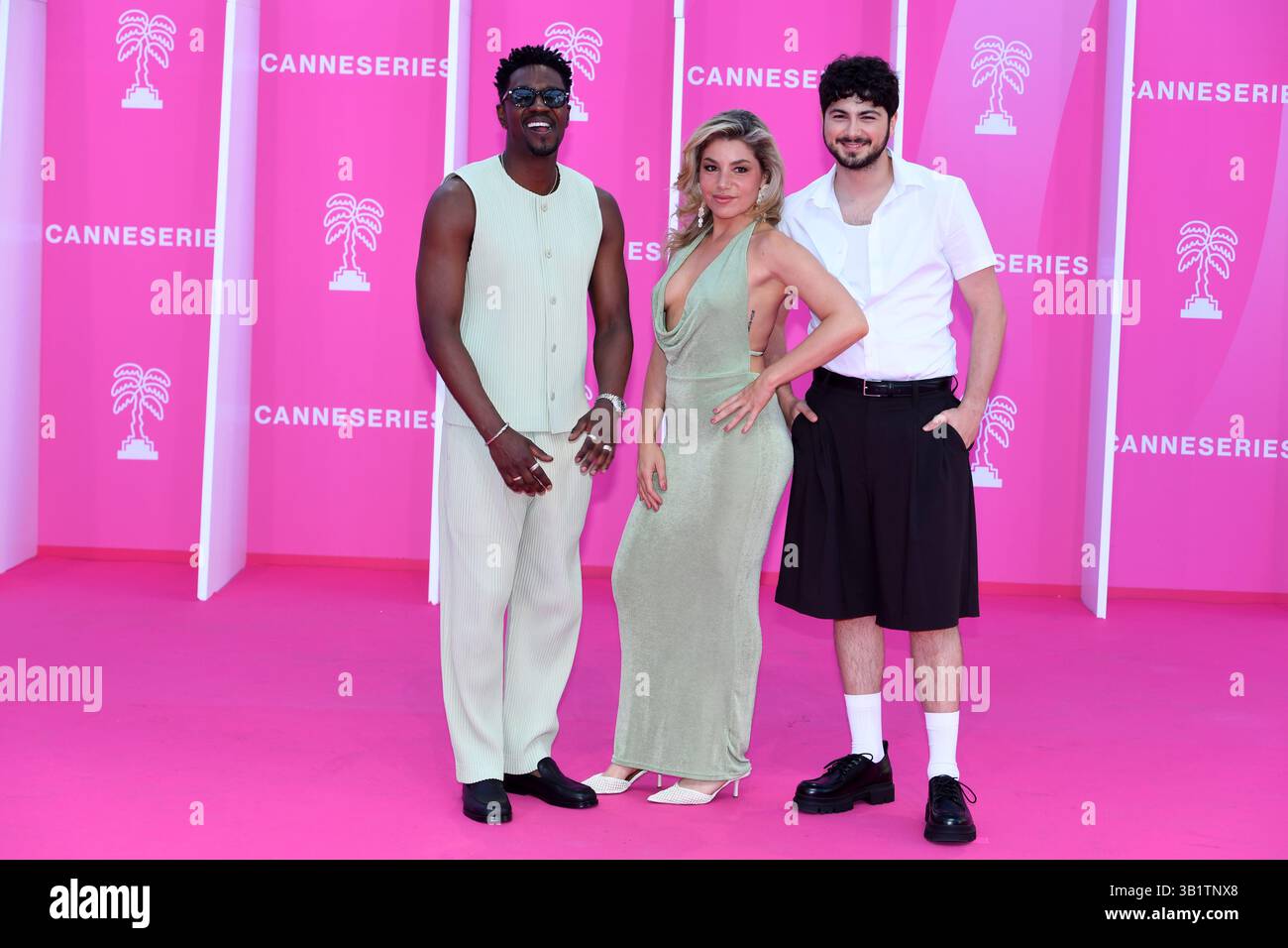 Cannes, France. 25th Apr, 2025. David Baiot, Lola Marois and Florian ...