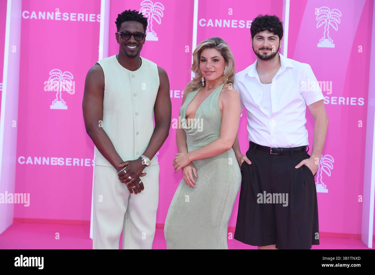 Cannes, France. 25th Apr, 2025. David Baiot, Lola Marois and Florian ...