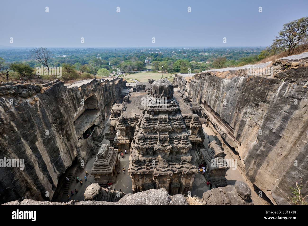 view from above on The Kailasha Temple, cave 16 of Ellora caves ...