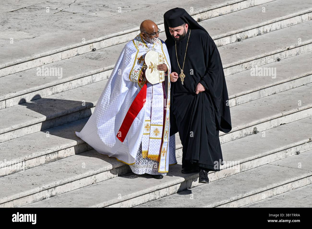Roma, Italy. 26th Apr, 2025. Priests arrive for Pope Francis' funeral ...