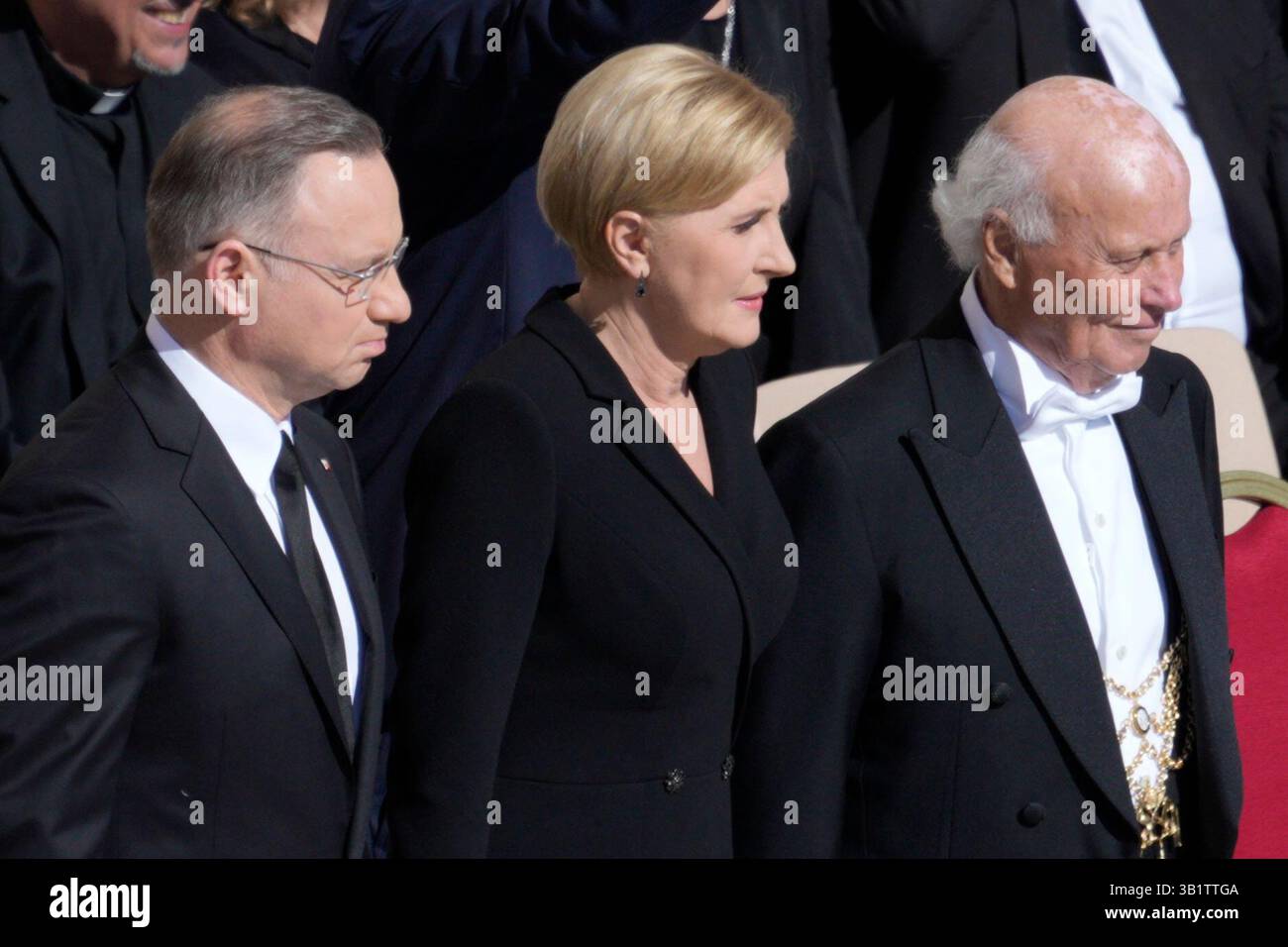 Rome, Italy. 26th Apr, 2025. President of Poland Andrzej Duda and his ...