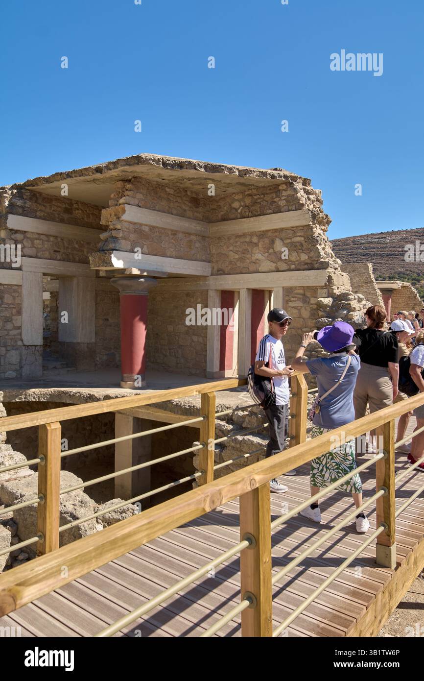 Crete.Greece - april 26, 2025: Stone structures within Knossos ...