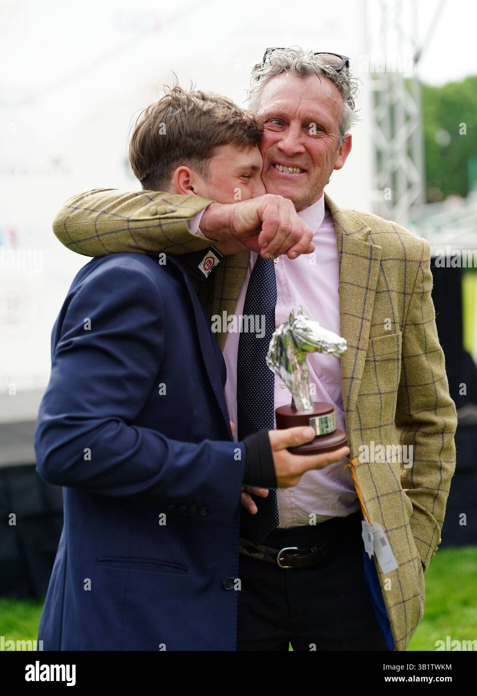 Freddie Gingell with the Champion Conditional Jockey trophy at Sandown ...