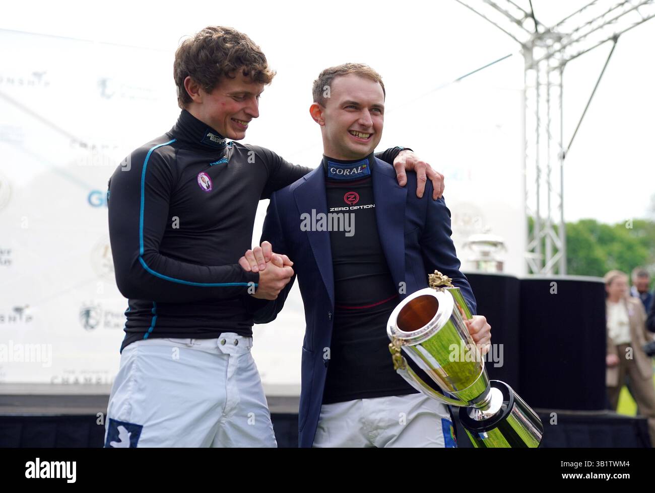 Sean Bowen with the Champion Jockey trophy at Sandown Park Racecourse ...