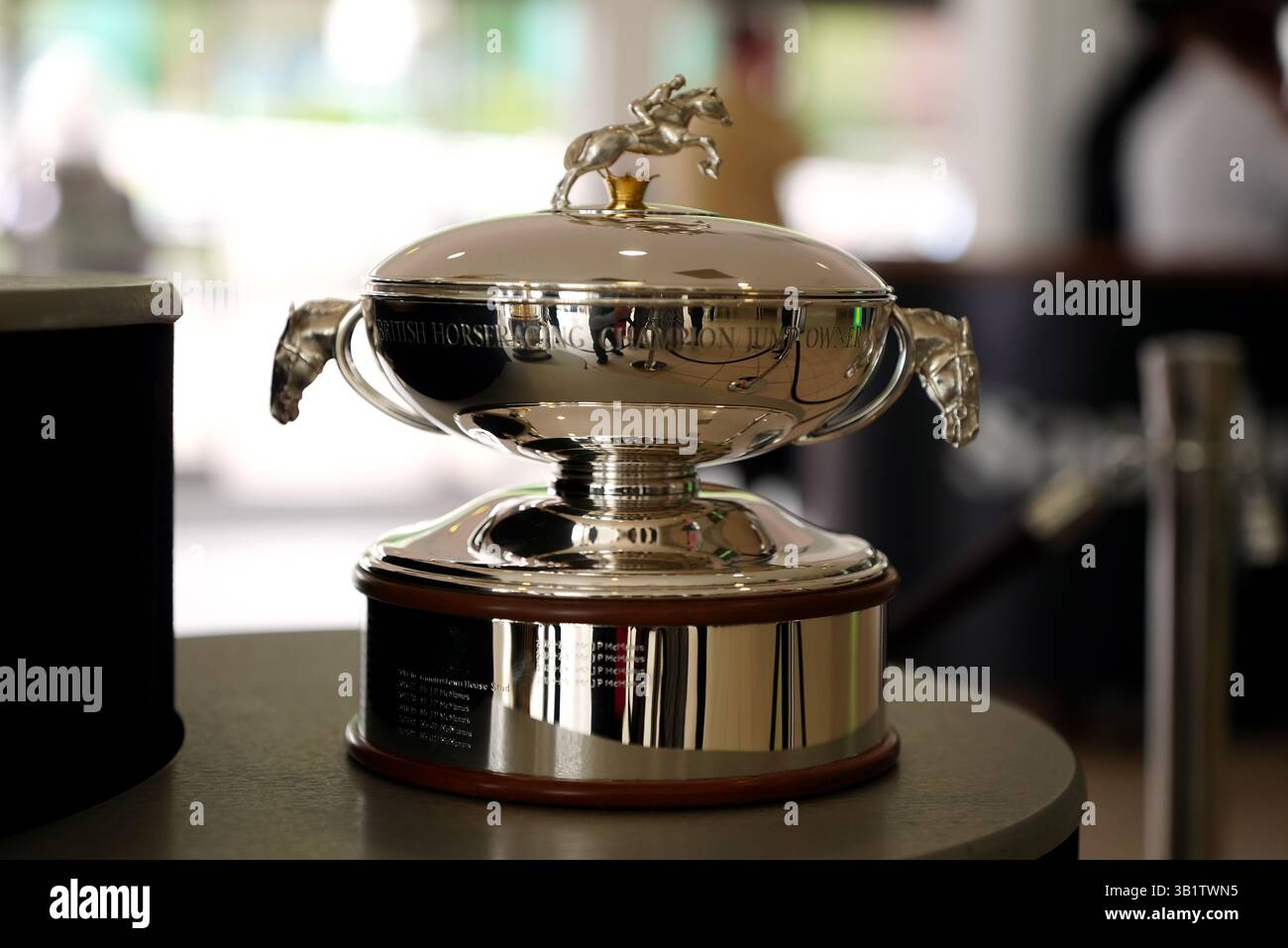 Trophies on display at Sandown Park Racecourse, Esher. Picture date ...