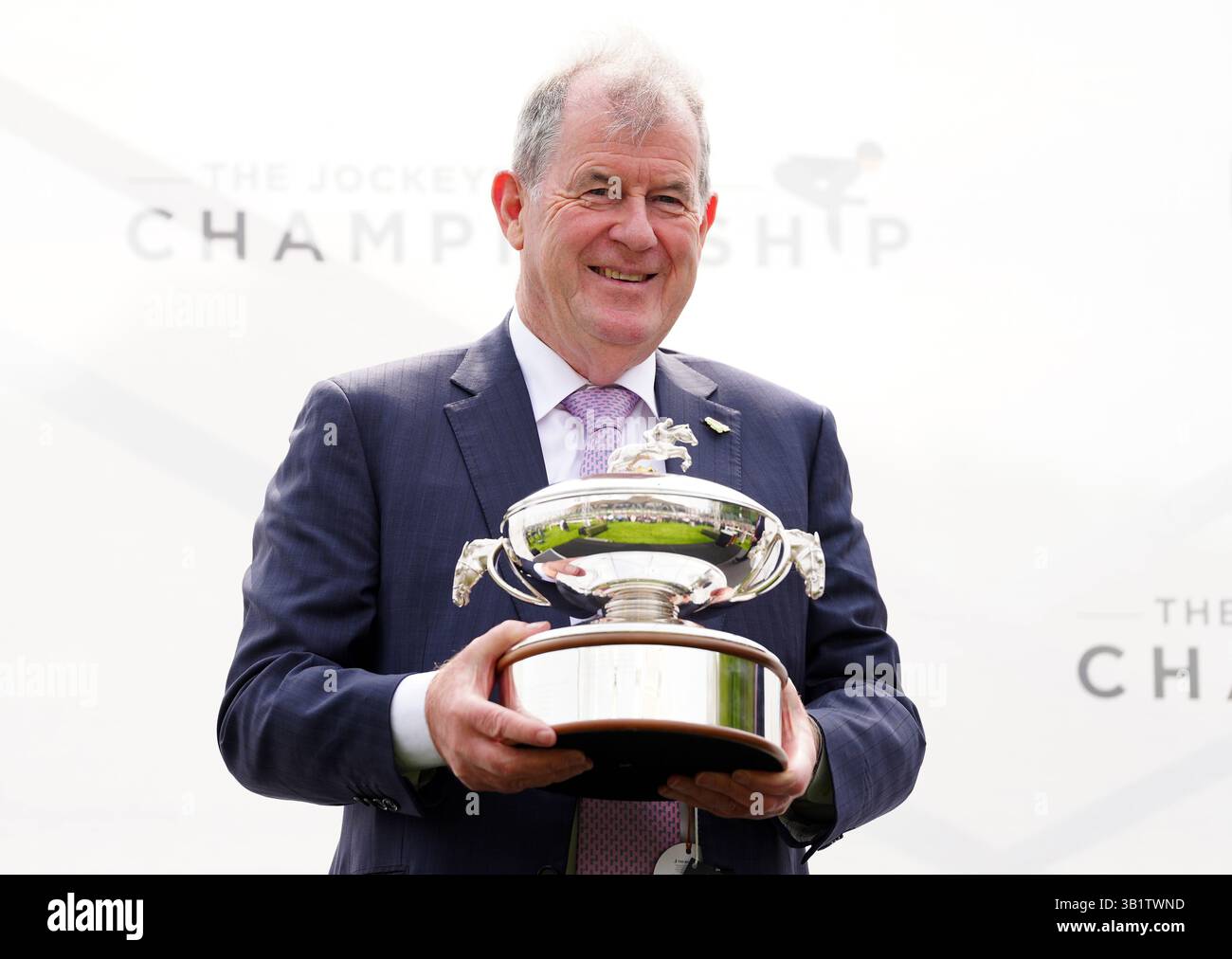 J. P. McManus with the Champion Owner trophy at Sandown Park Racecourse ...