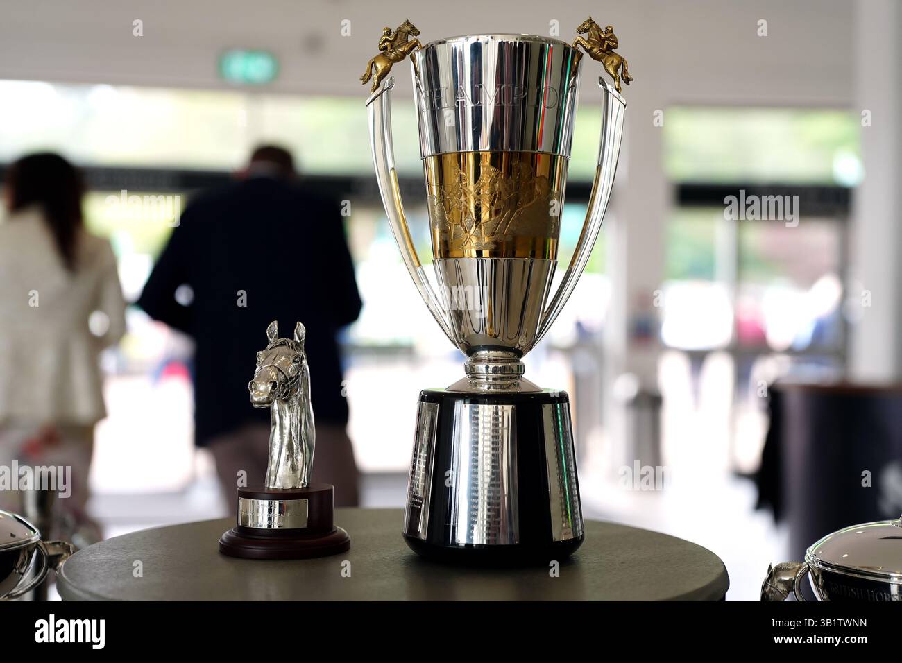 Trophies on display at Sandown Park Racecourse, Esher. Picture date ...
