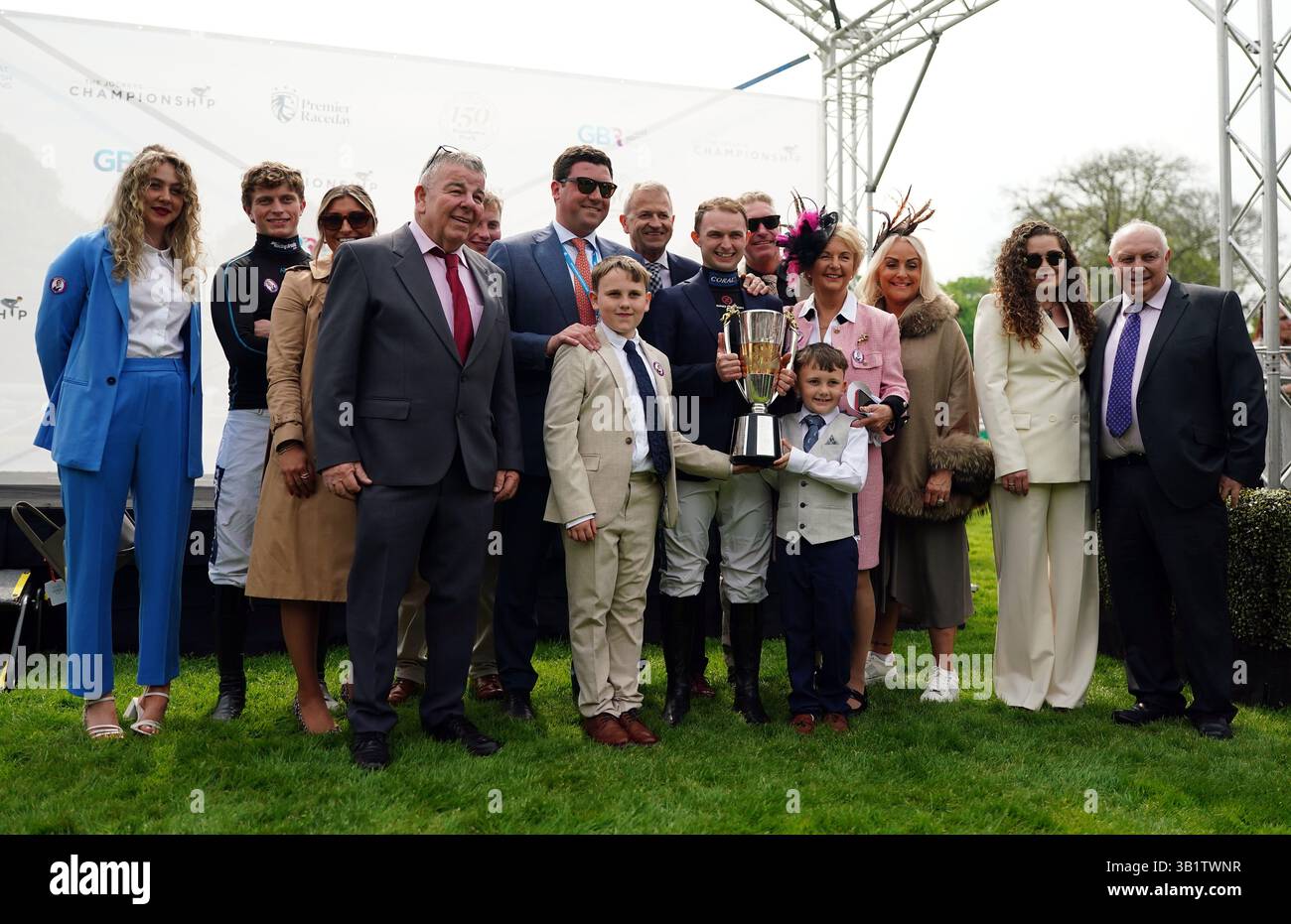 Sean Bowen with the Champion Jockey trophy at Sandown Park Racecourse ...
