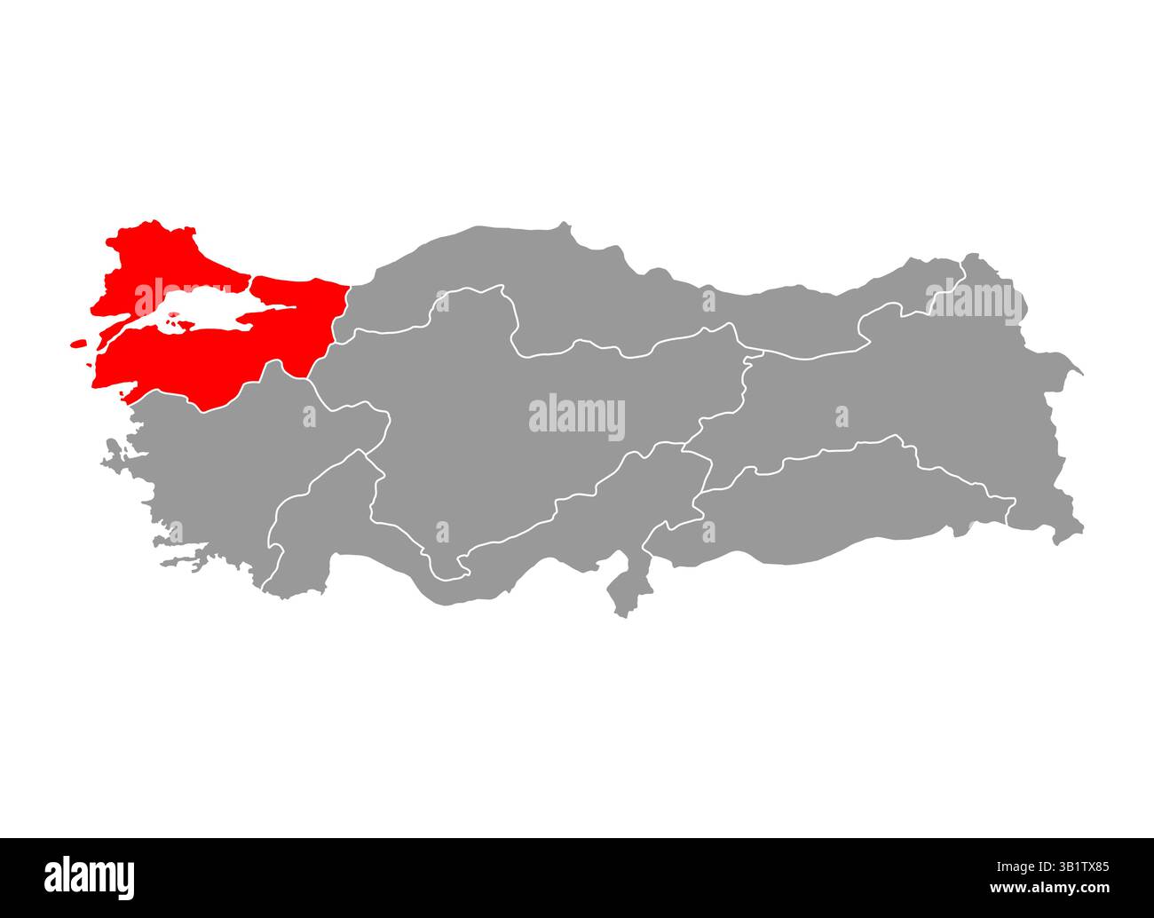Marmara Region of Turkey map symbol shape, travel web concept icon ...