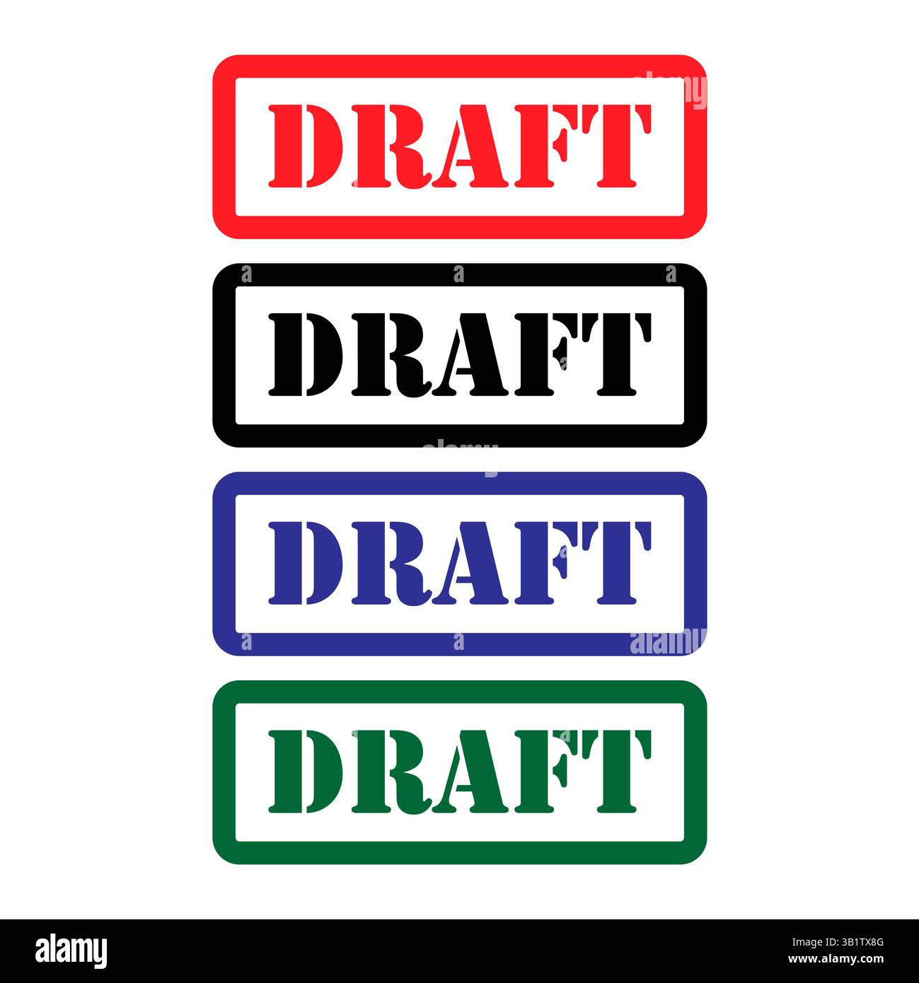 Set of Draft stamp symbol, label sticker sign button, text banner ...