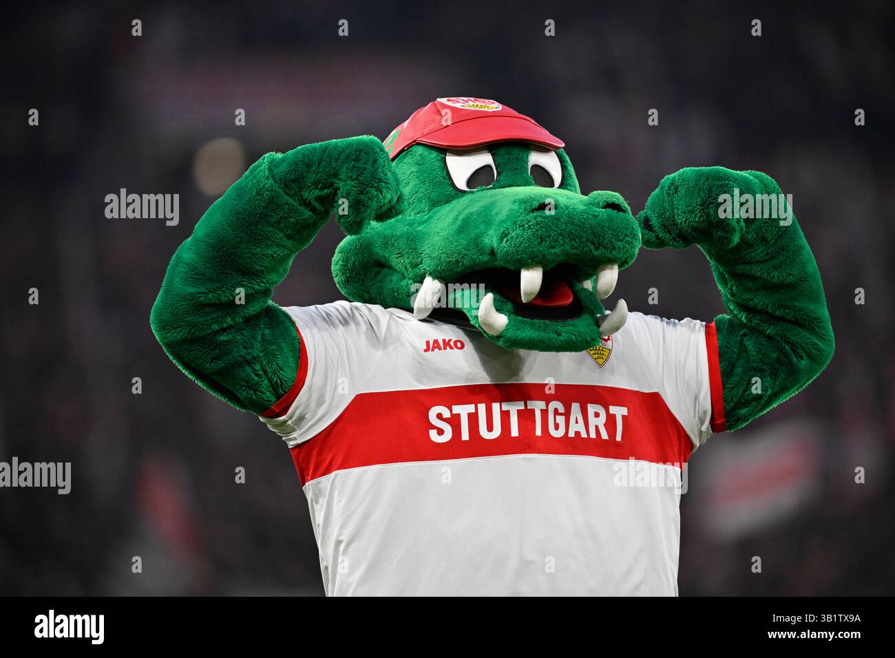 Maskottchen Fritzle VfB Stuttgart Aktion beim Verlesen der Spieler ...