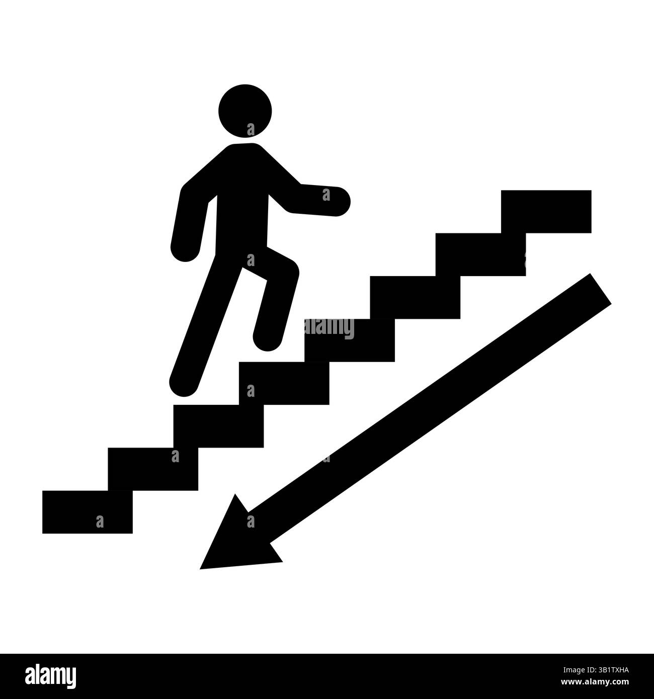 Stairs down arrow graph sign icon. Flat web walk step design vector ...