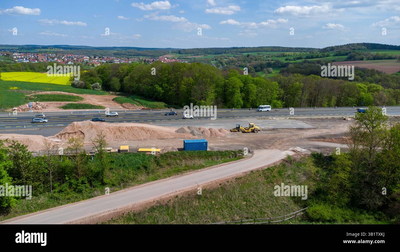 Oberthulba, Bavaria, Germany - 26 April 2025: Current construction work ...